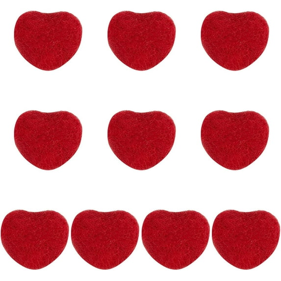 10Pcs Wool Felt Balls Red Heart Shape 100% Natural Wool Felting Ball ...