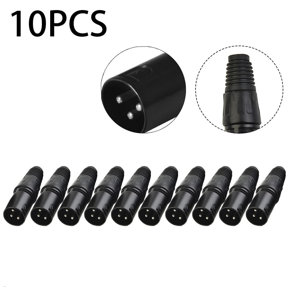 10pcs XLR DMX 3 Pin Male Connectors Microphone Audio Cables Plug ...