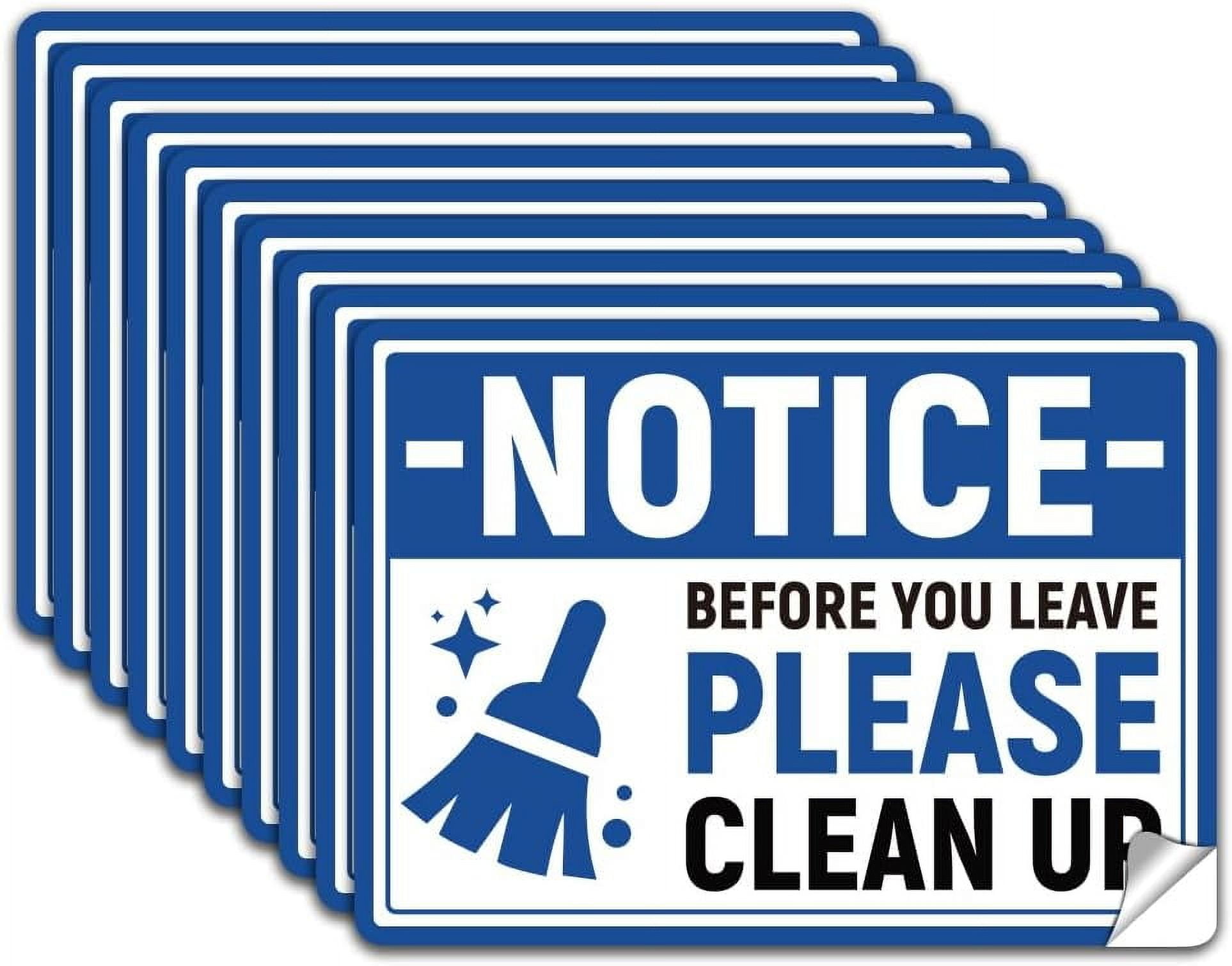 10Pcs Before You Leave Please Clean Up Sign Sticker PVC Waterproof ...