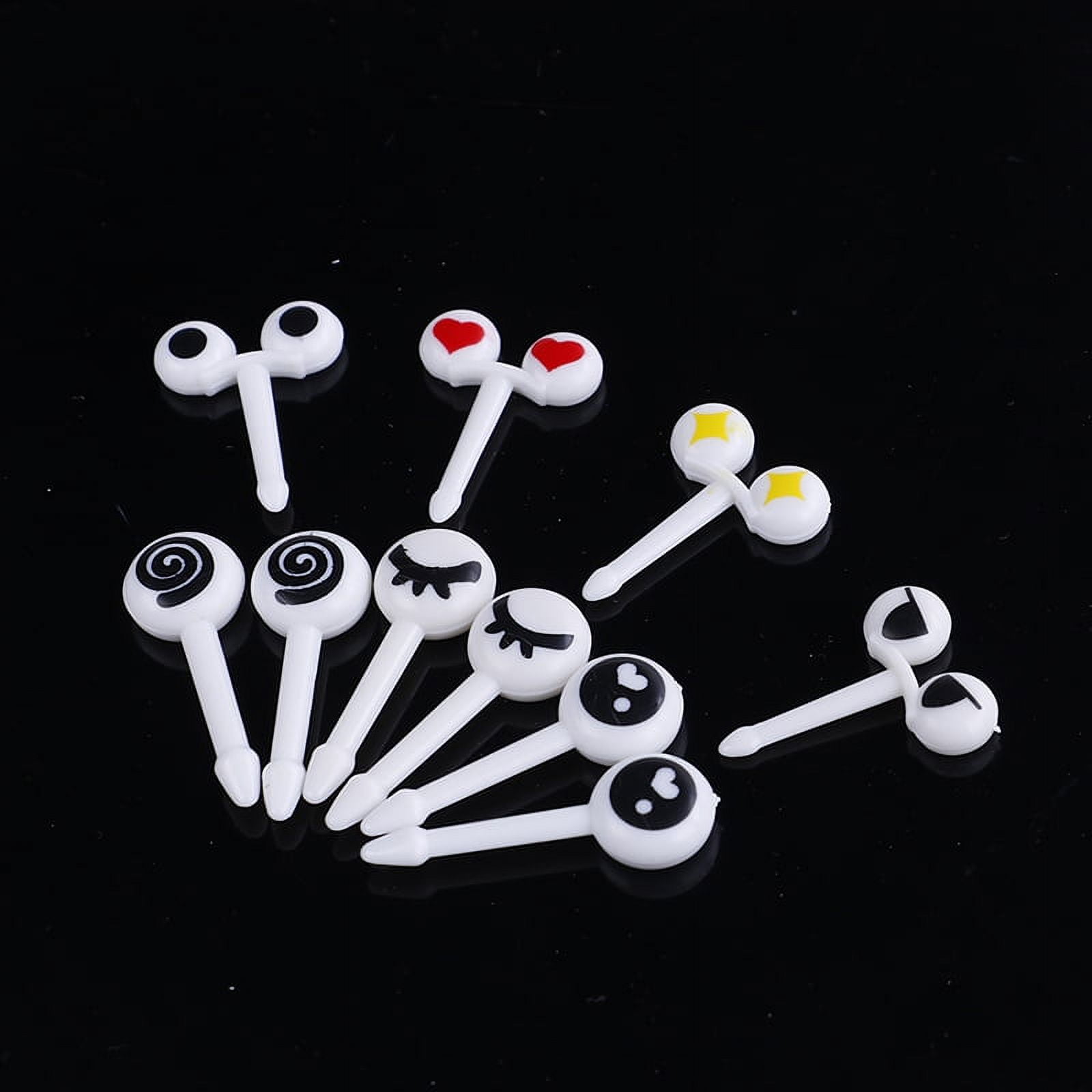 10Pcs reusable eye mini fruit fork sign cartoon kids food picks desert ...