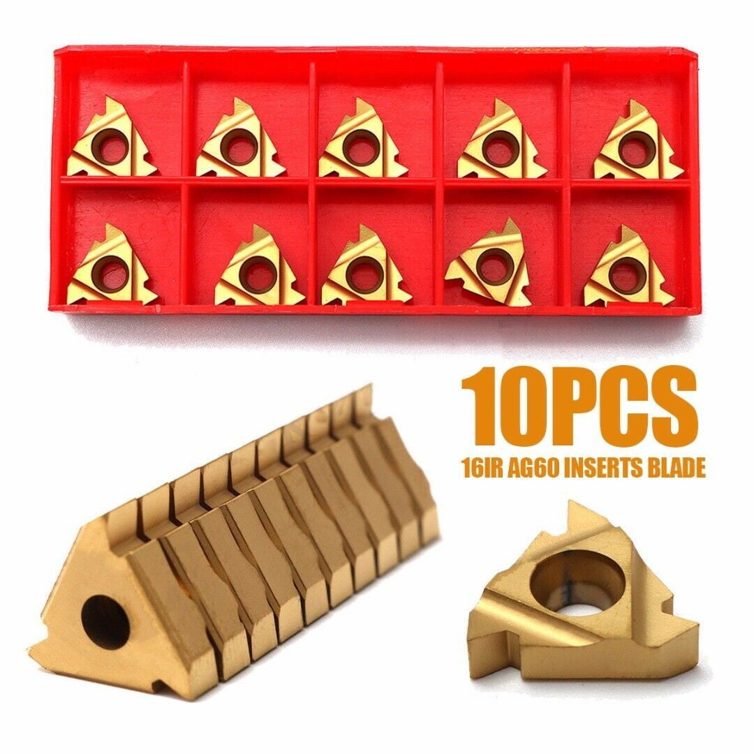 10Pcs/set 16IR AG60 Inserts Blade Lathe Carbide Thread Cutting Turning ...