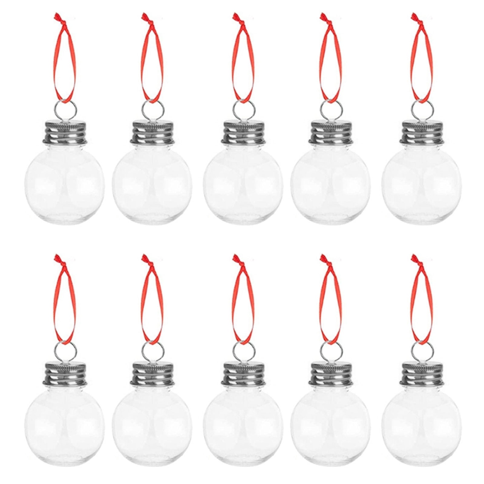 10Pcs/set 50ml Clear Empty Christmas Bauble Fillable with Removable ...