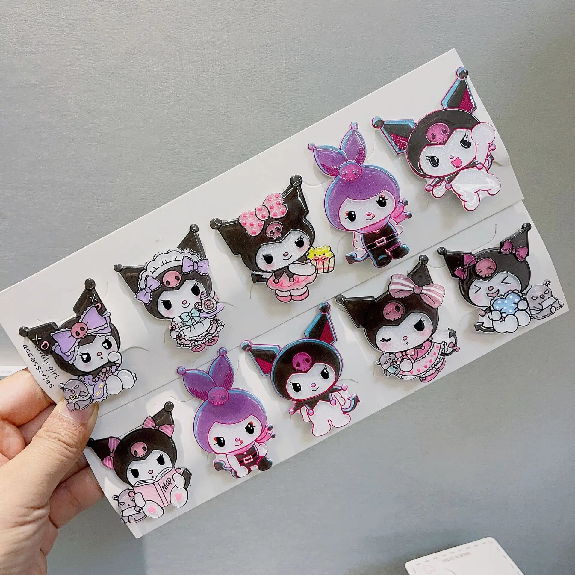 10Pcs/set Kawaii Sanrios Anime Kuromi Cartoon Hairpins Sweet Clips ...