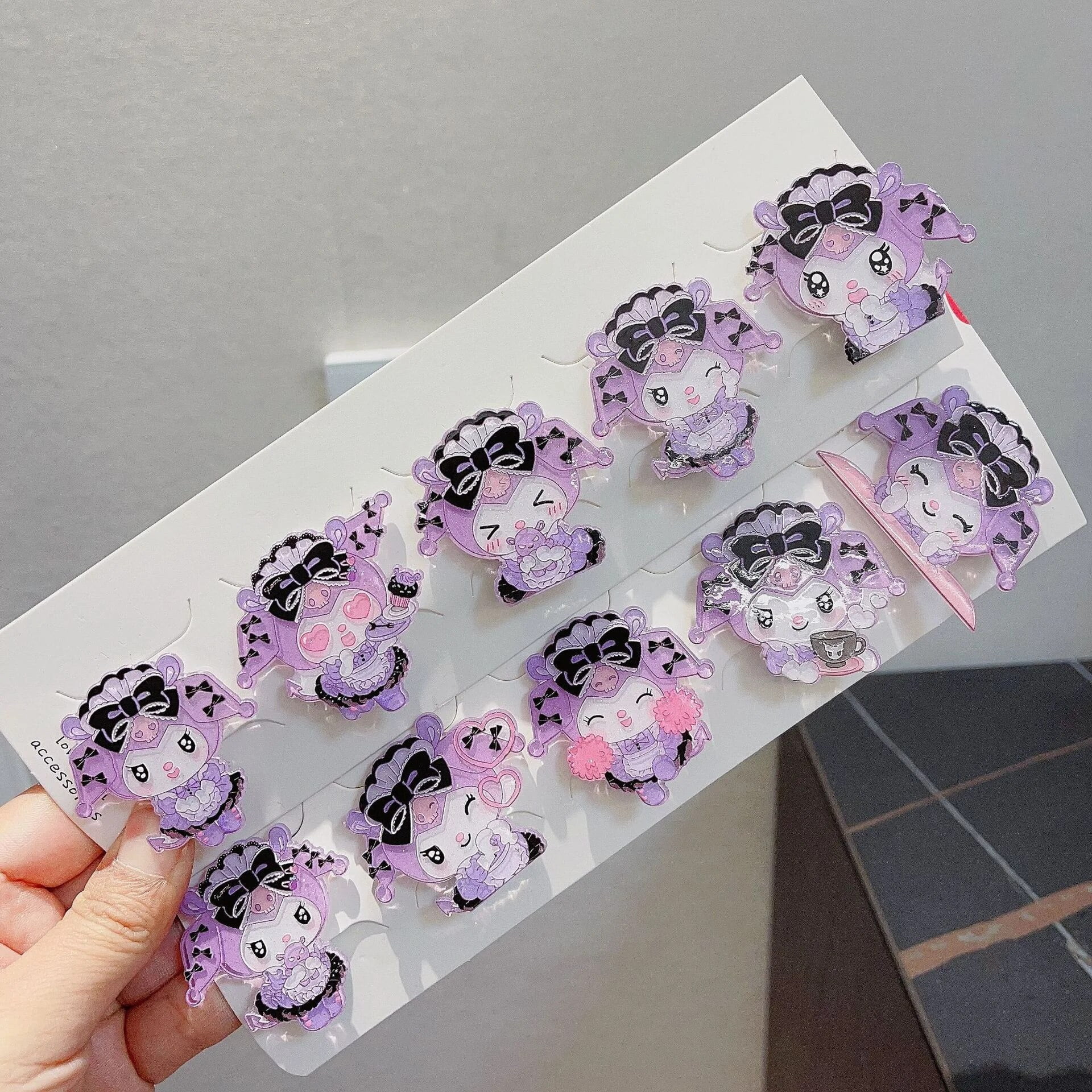 10Pcs/set Kawaii Sanrios Anime Kuromi Cartoon Hairpins Sweet Clips ...