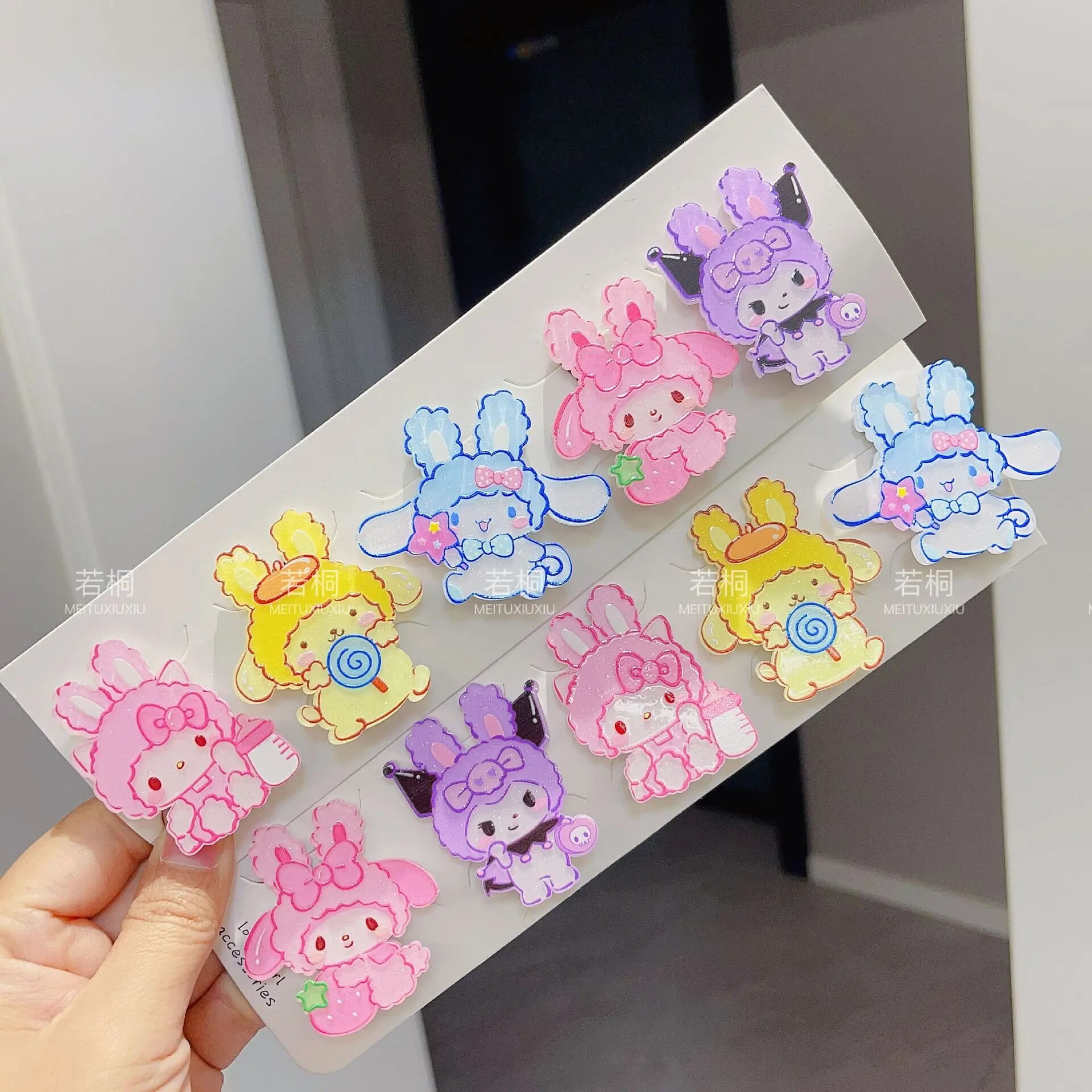 10Pcs/set Kawaii Sanrios Anime Kuromi Cartoon Hairpins Sweet Clips ...