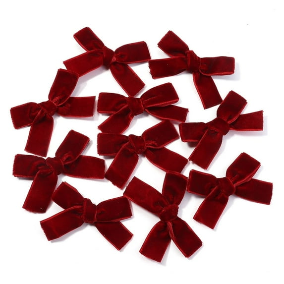 10Pcs/set Red Single Sided Velvet Ribbon Bows For Christmas Decorations ...