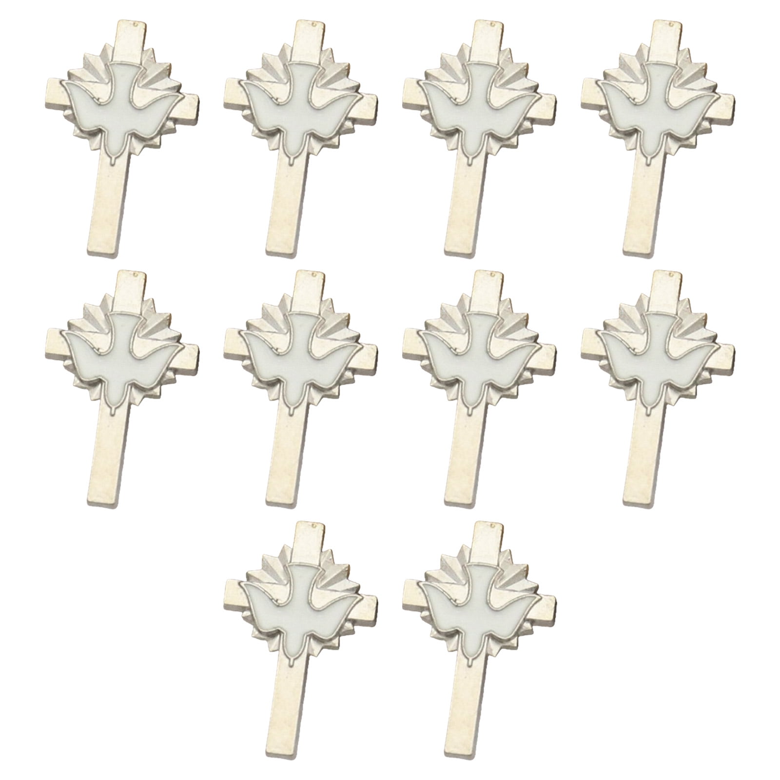 10Pcs/set Secure Peace Bird Crucifix Detail Brooch Stylish Design Badge ...