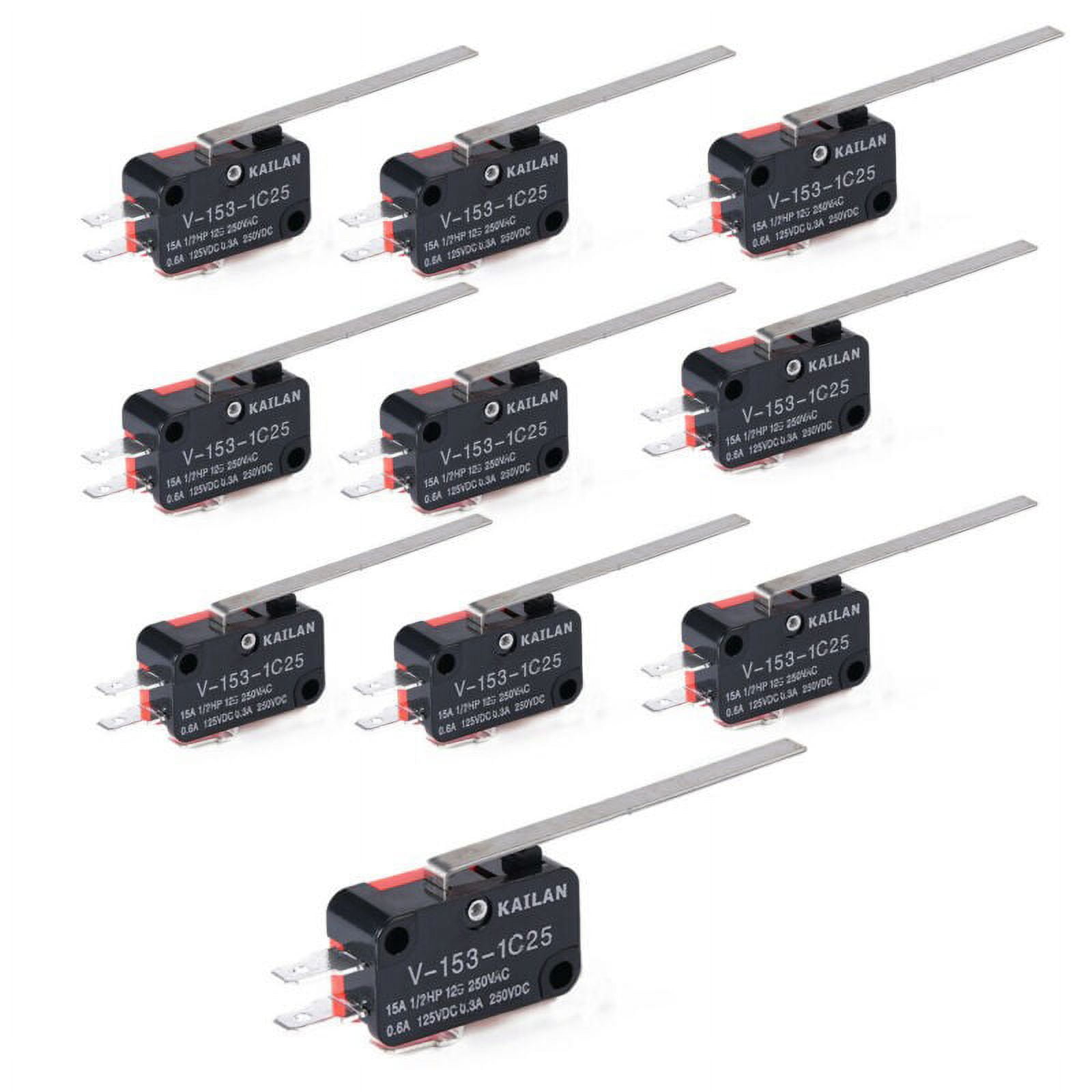 10pcs15A 1/2HP Limit Micro Switch Long Straight Hinge Lever Type SPDT V ...