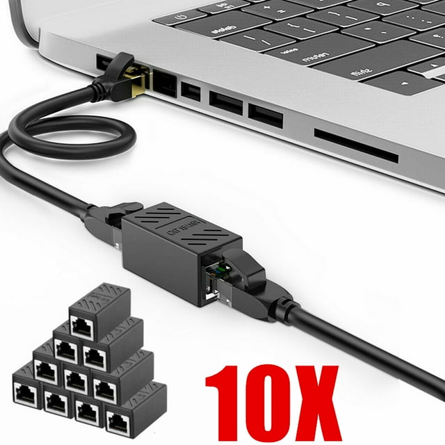 10Peices RJ45 LAN Ethernet Network Extension Splitter Cable Converter ...