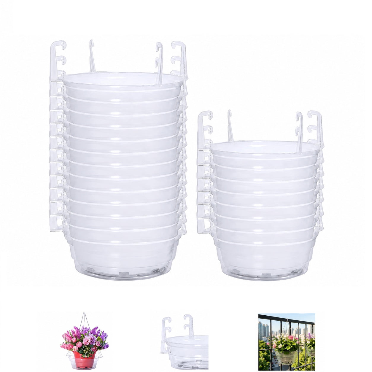 10Piece Thickened Hanging Basket Watering Trays, Clear FlatBottom Plant ...