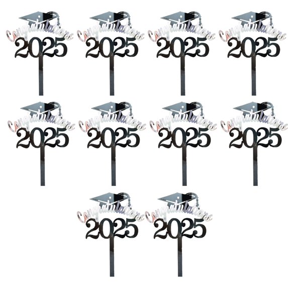 10Pieces Graduation Hat Cake Decoration Metallic Paper Bachelor Hat ...