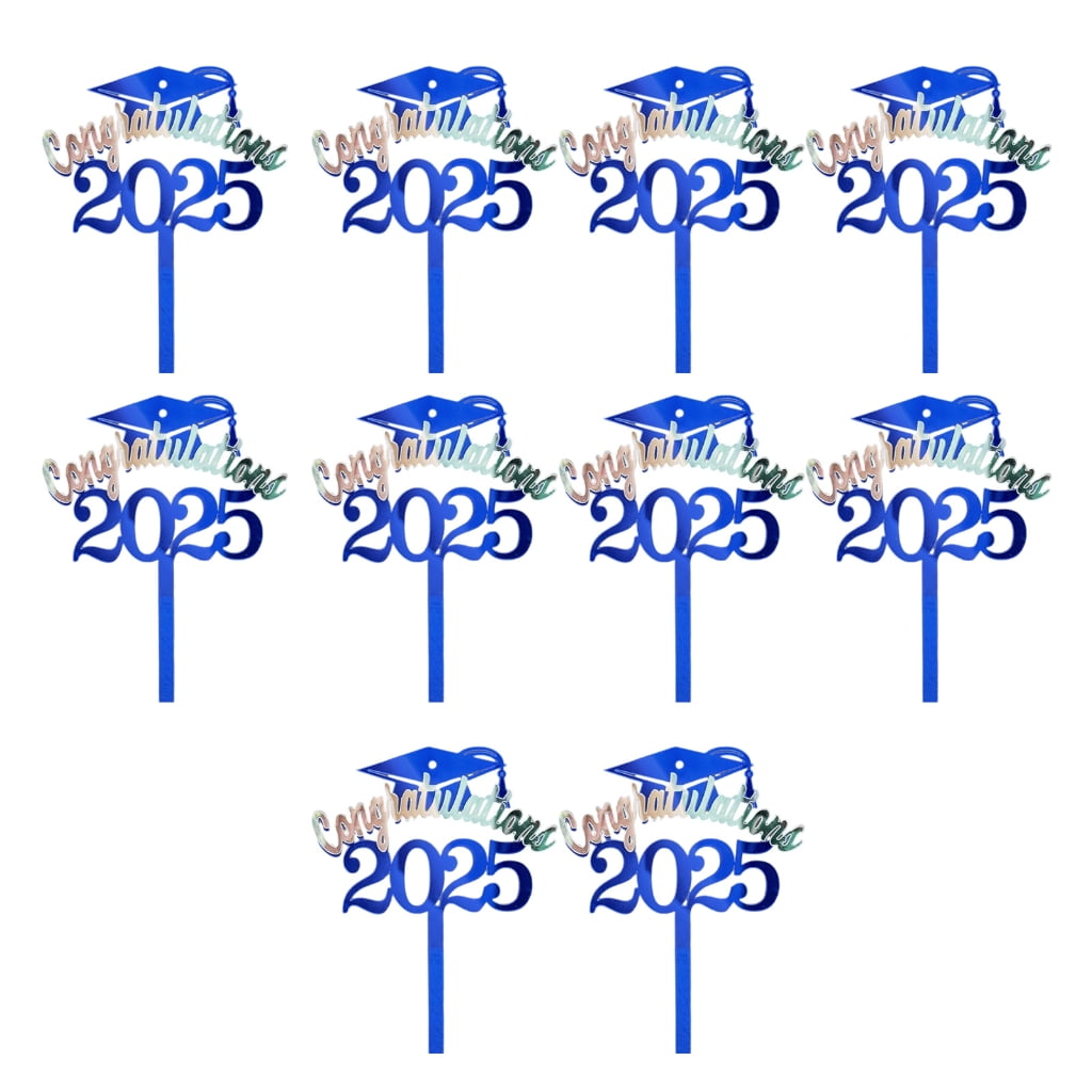 10Pieces Graduation Hat Cake Decoration Metallic Paper Bachelor Hat ...