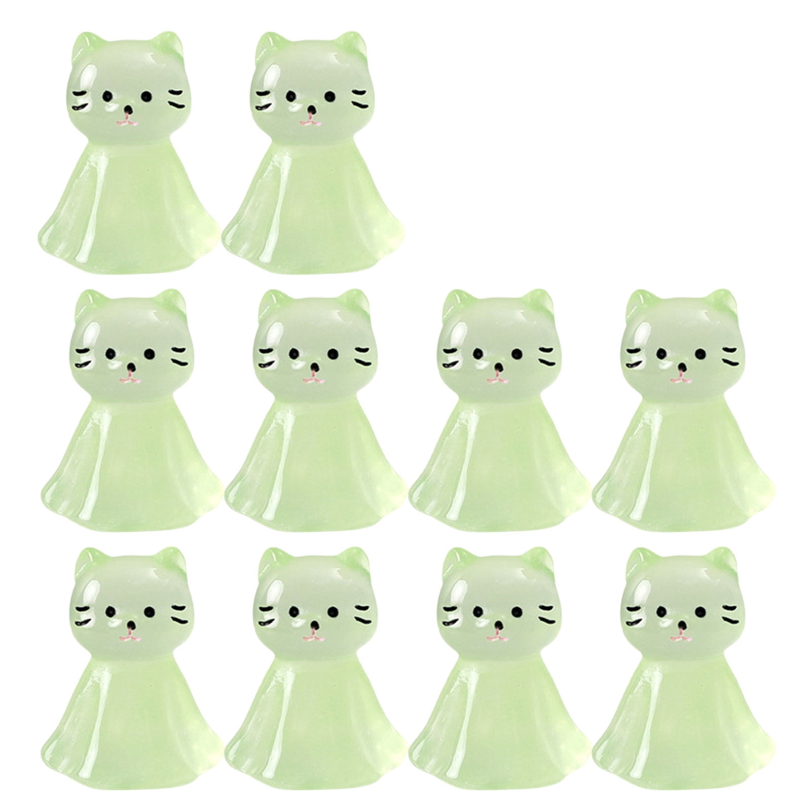 10Pieces Night Glowing Miniature Ornaments Creative Cats with Cape Glow ...