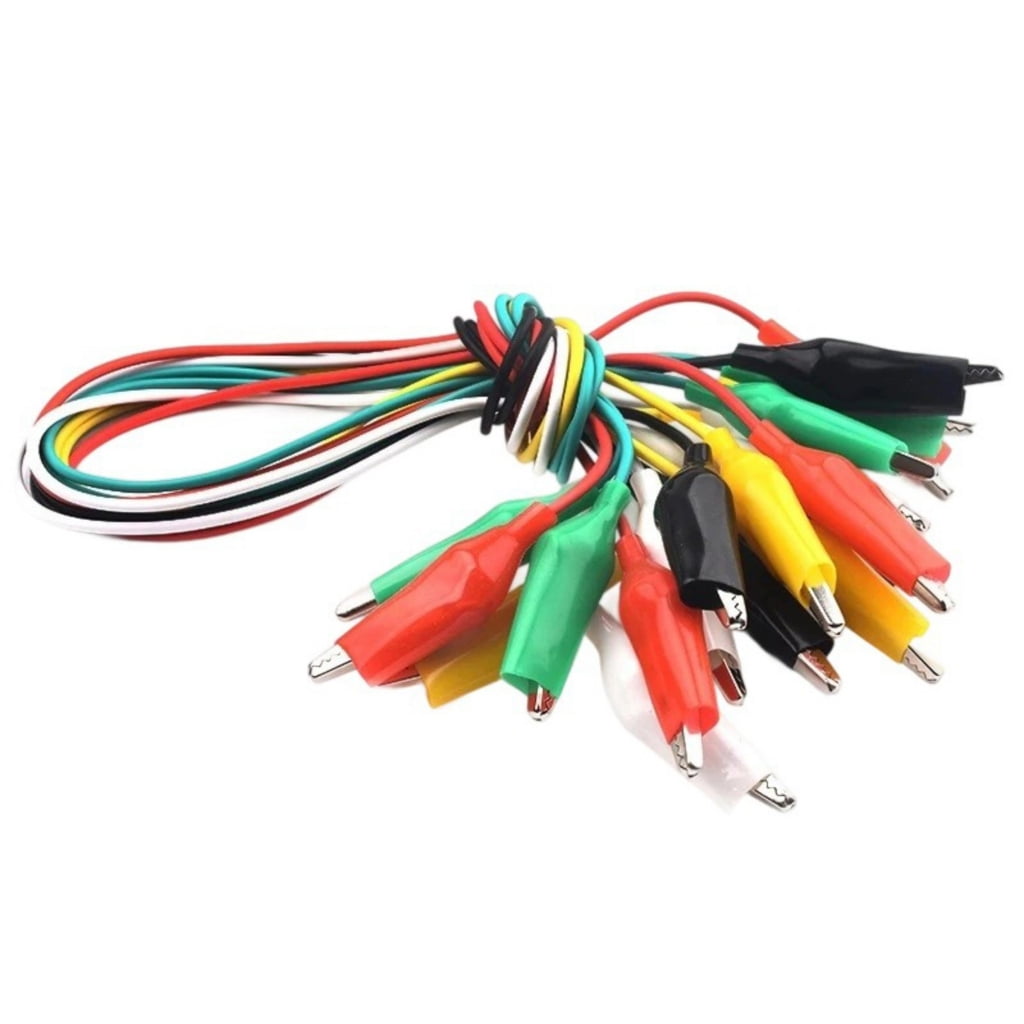 10Pieces Professional Crocodiles Clip Jumper Cables 5 Color PVC and ...