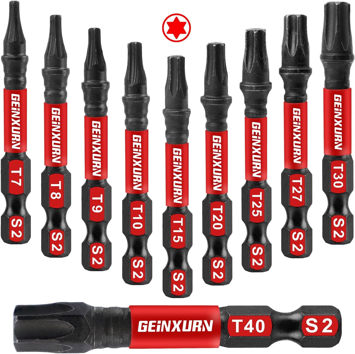 10Pieces T7-T40 Torx Screwdriver Bit Set,2 In. Impact Tough Magnetic ...