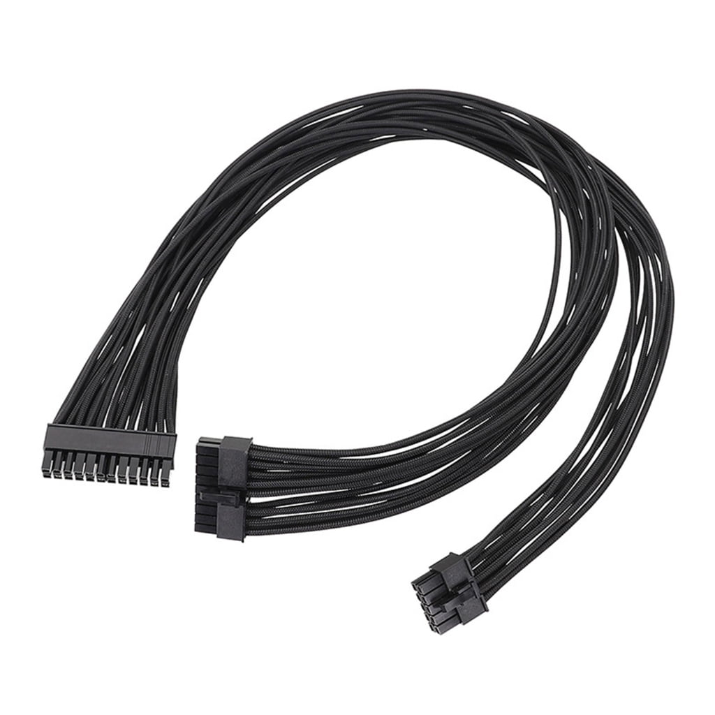 10Pin+18Pin to 24Pin Modular Power Cable 18AWG Black Flat Cable for Computer Power Supply ...