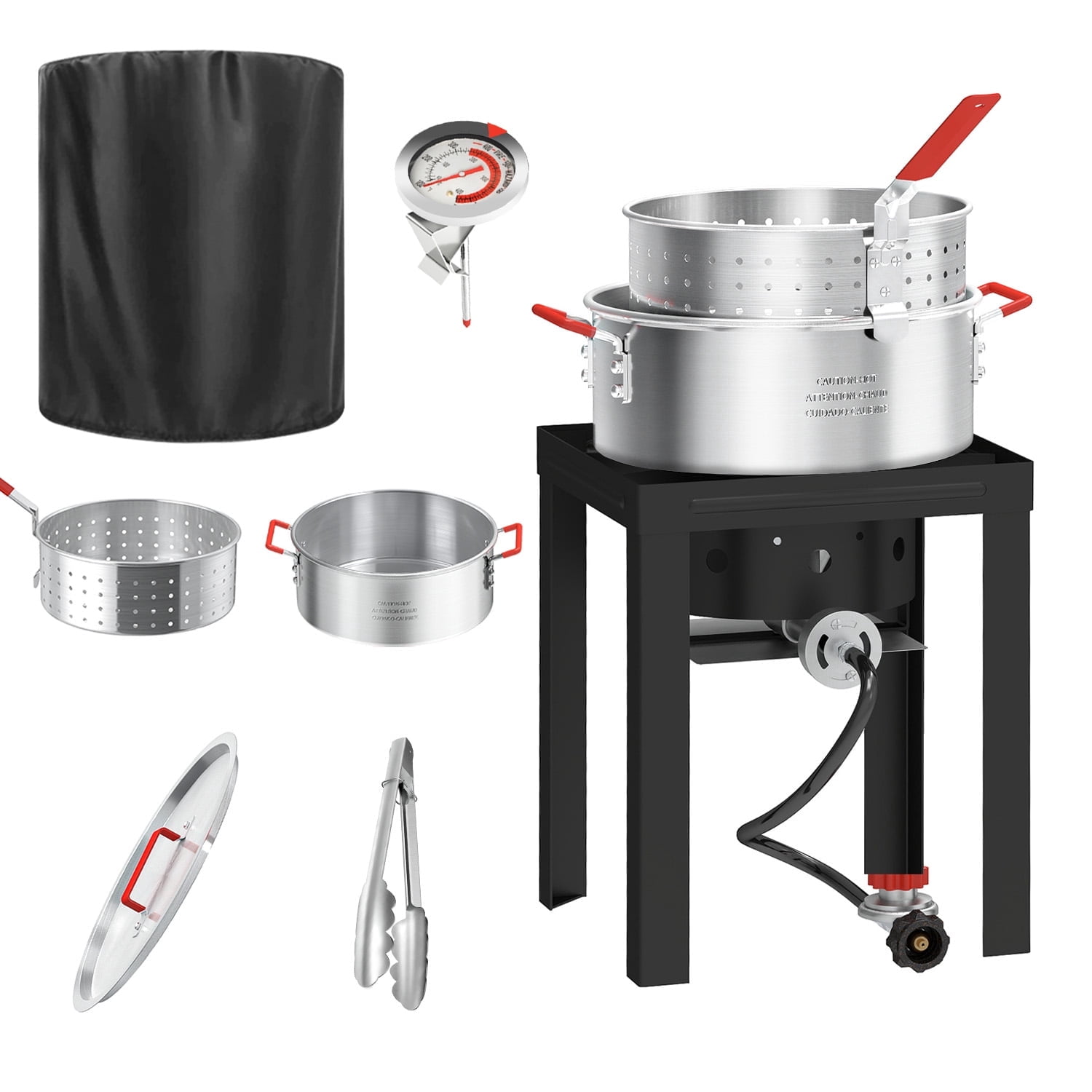 10QT Propane Fish Fryer,Aluminum with Lid,Cover,Fryer Tong ...