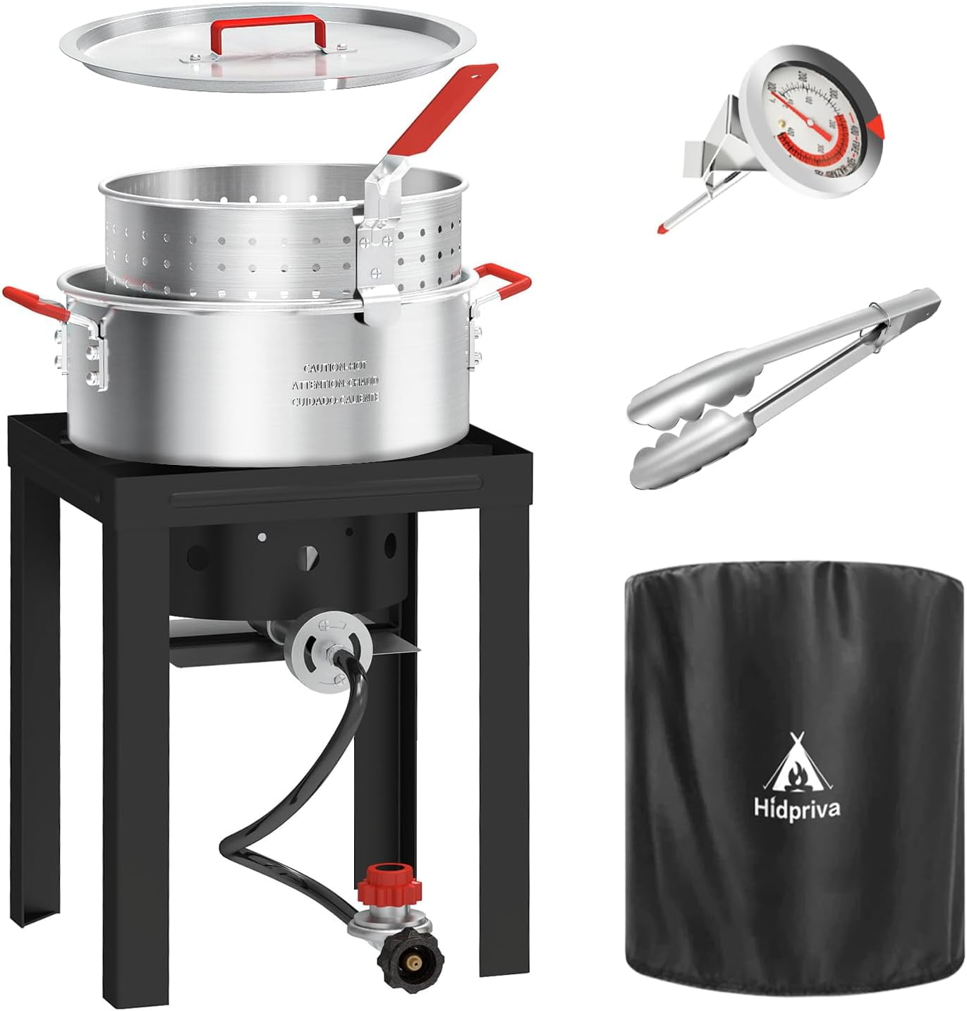 10QT Propane Fish Fryer with Lid, Cover, Fryer Tong & Thermometer, 8QT ...