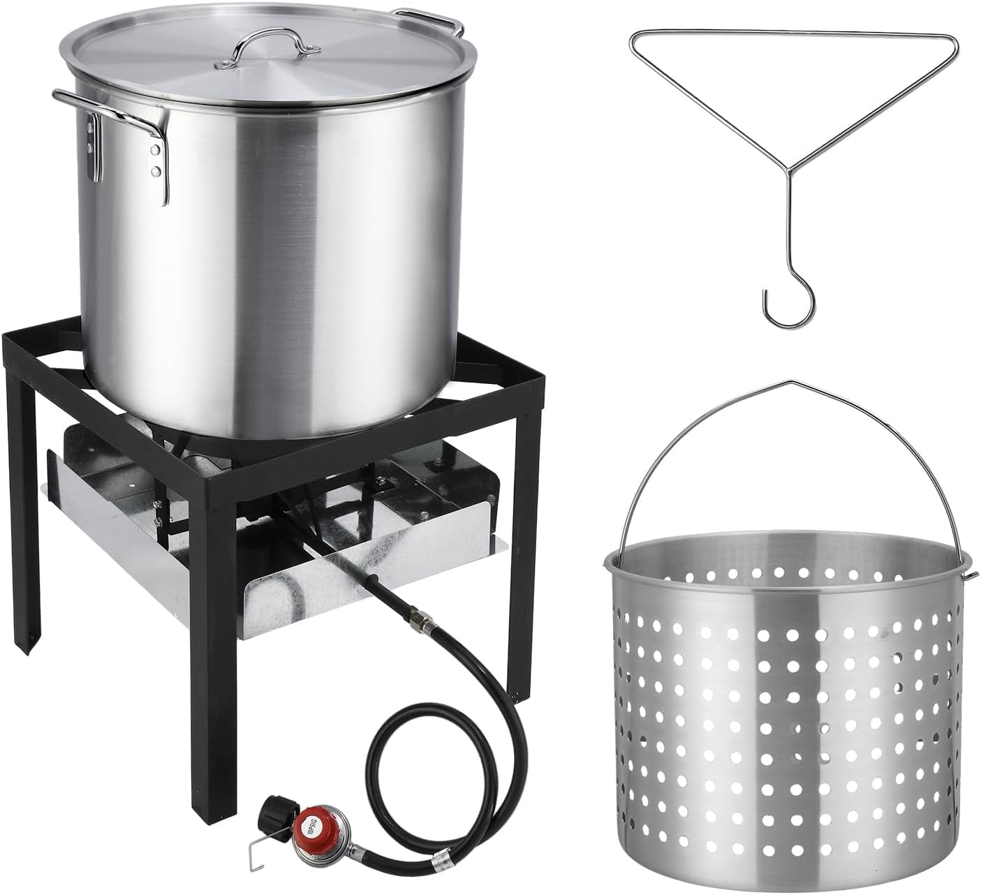 10Qt Aluminum Fish Fryer Pot with Strainer Basket, Outdoor Fryer with ...