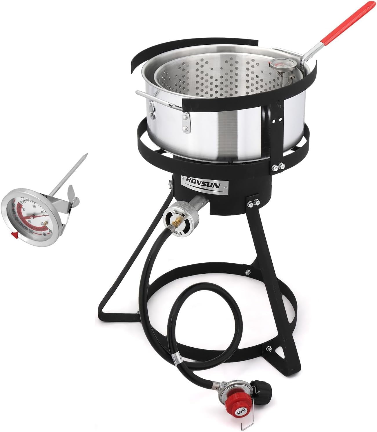 10Qt Fish Fryer Pot with 55,000 BTU Propane Burner, 6.7Qt Strainer ...