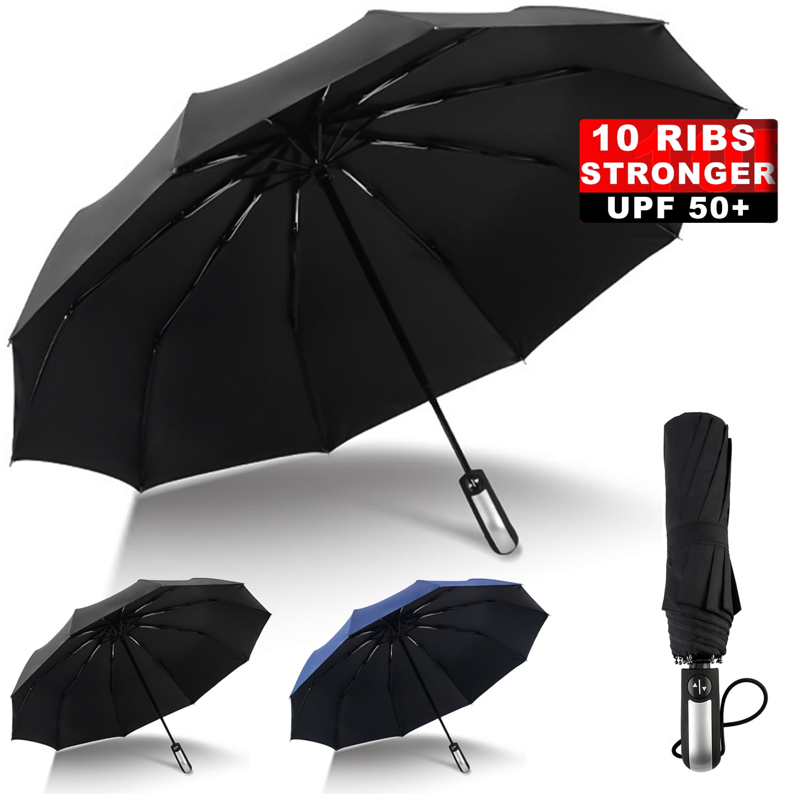 10Ribs Automatic Folding Umbrella, Auto Reverse Windproof Compact ...