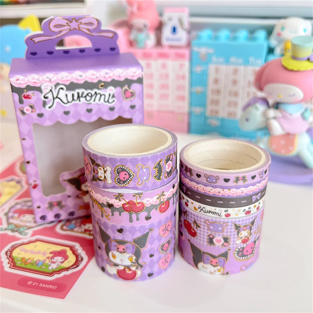 10Roll/Box Sanrio Kuromi Cinnamoroll Meloyd Tape Stickers Cute Cartoon ...