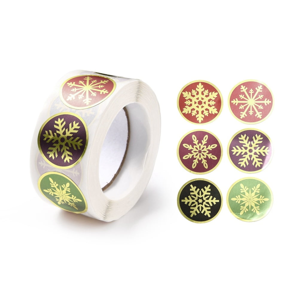 10Roll Christmas Themed Flat Round Roll Stickers for Party Decorative ...