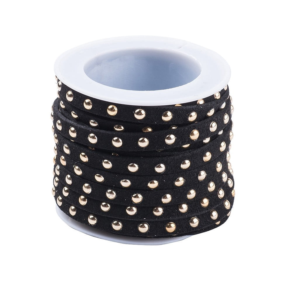 10Roll Faux Suede Cord with Golden Tone Alloy Rivet For Punk Rock ...
