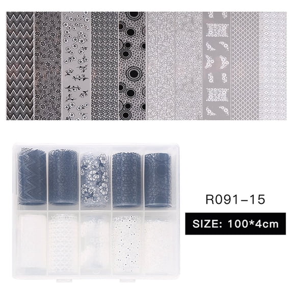 10Rolls 2 Colors Nail Art Transfer Stickers Nail Decals DIY Nail Tips ...