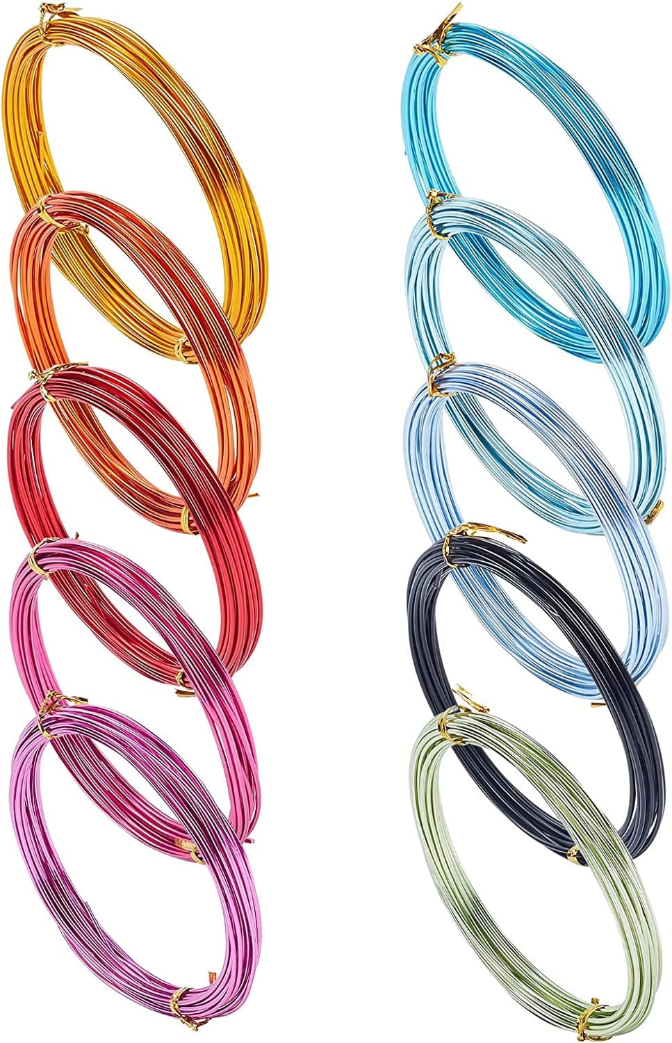 10 Rolls Aluminum Craft Wire 15 Guage Flexible Floral Colored Jewely ...