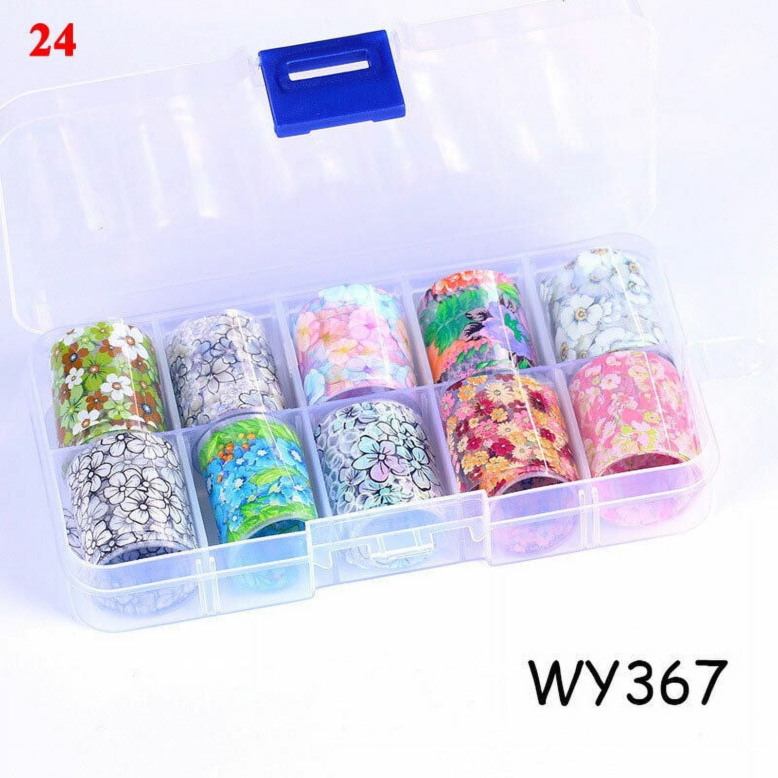 10Rolls Holographic Nail Art Transfer Foil Stickers Flower Starry AB ...