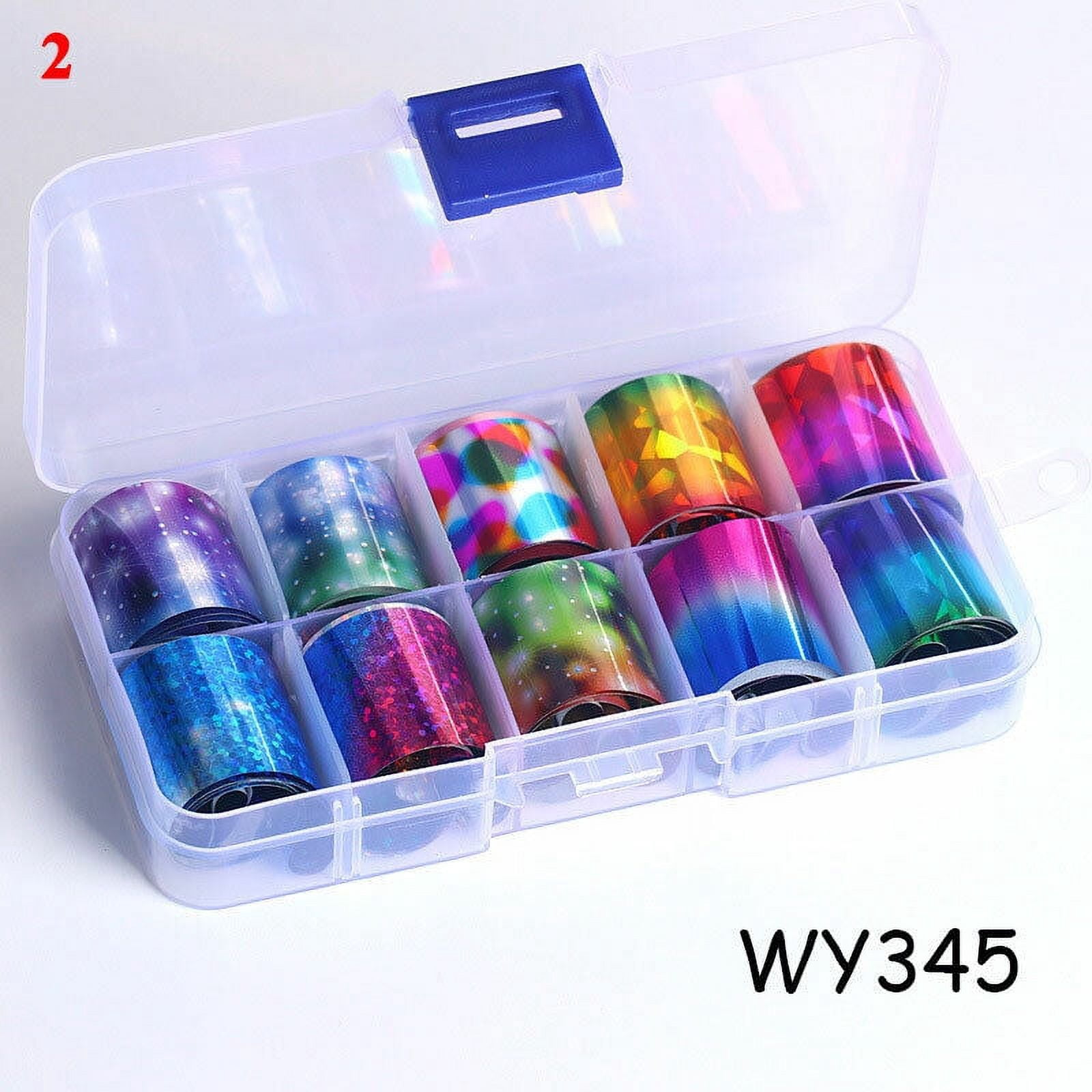 10Rolls Holographic Nail Art Transfer Foil Stickers Flower Starry AB ...