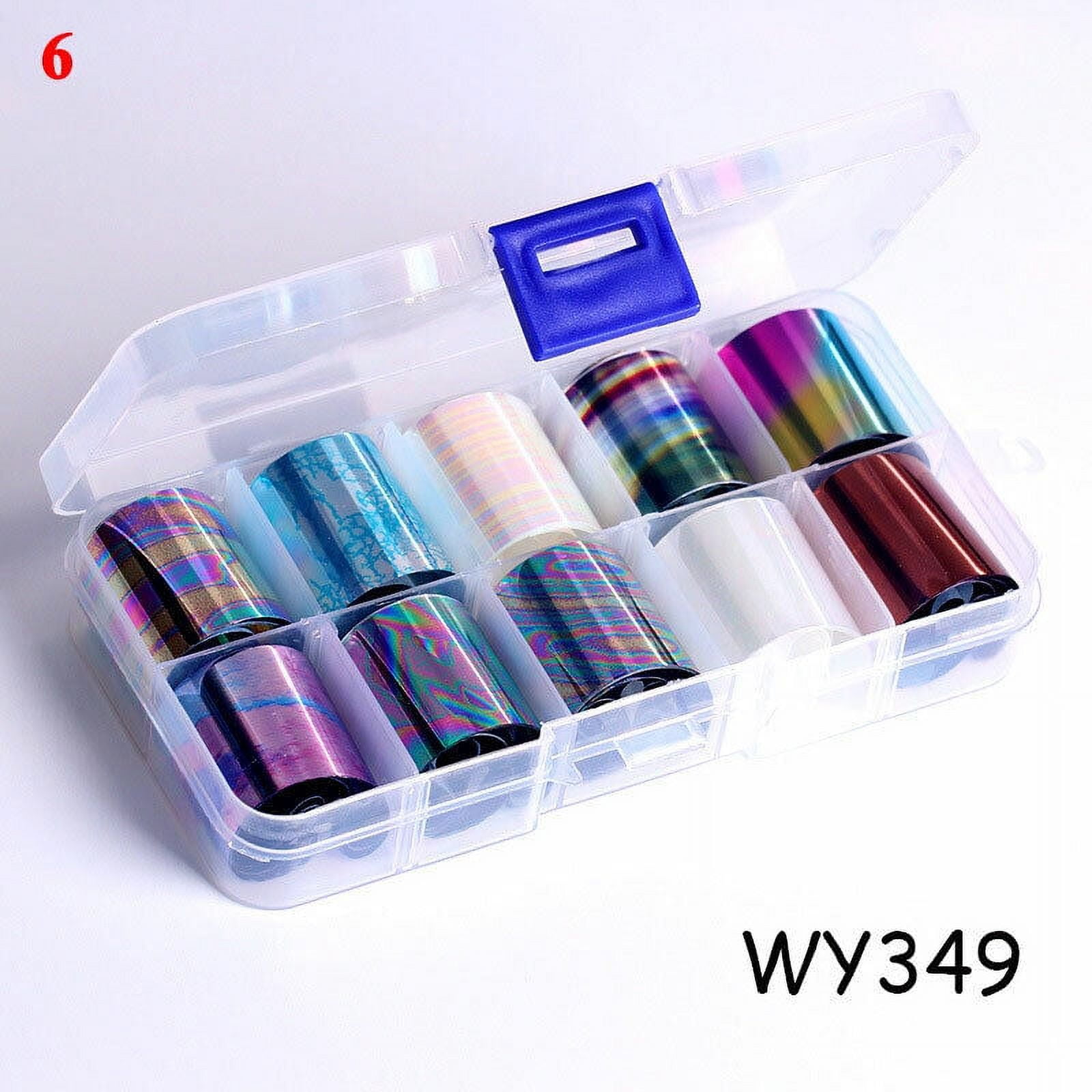 10Rolls Holographic Nail Art Transfer Foil Stickers Flower Starry AB ...
