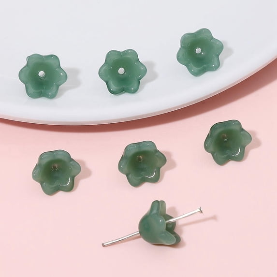 10Set 10Pcs Gradient Color Transparent Glass Bead Caps Six-Petal ...