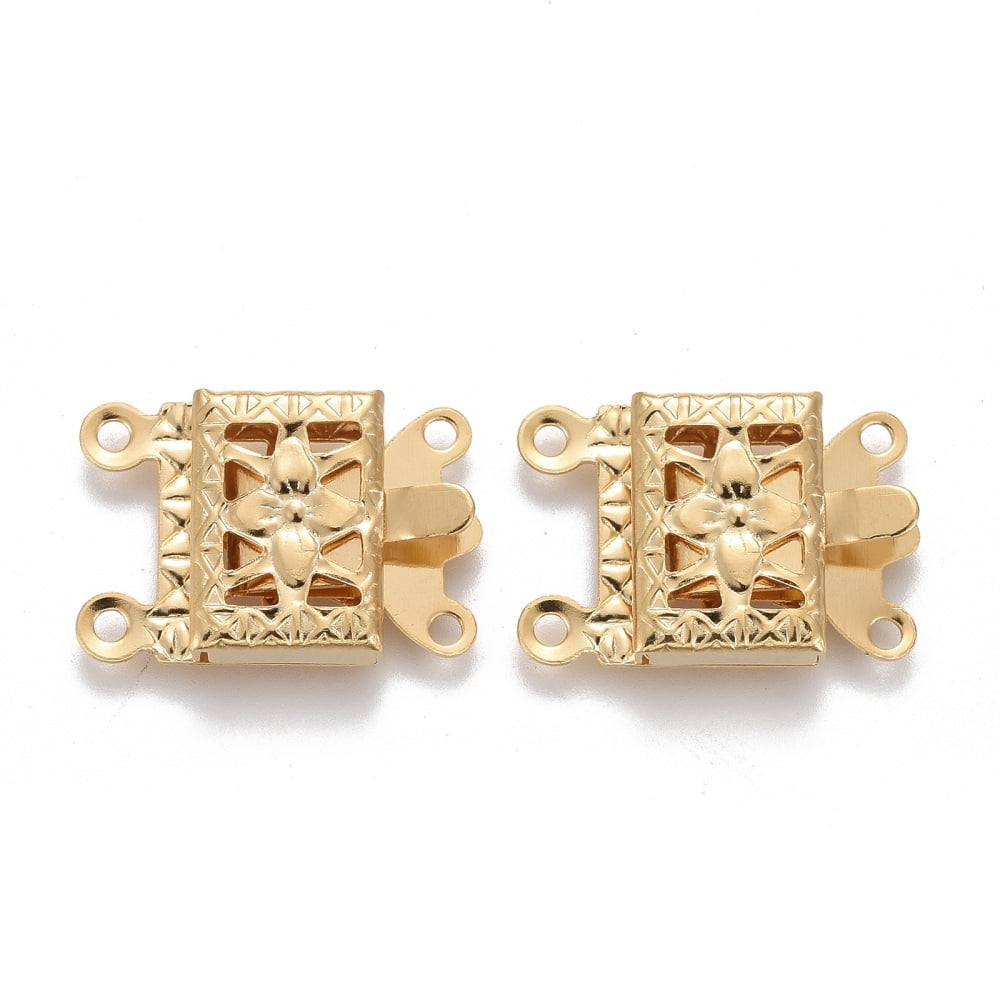 10Set 304 Stainless Steel Box Clasps Multi-Strand Clasps 2-Strands 4 ...