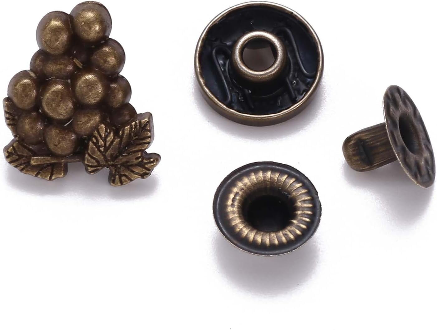 10Set Antique Bronze Brass Snap Buttons Garment Buttons with Alloy Cap ...