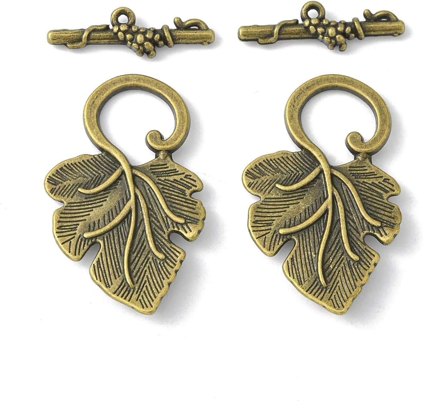 10Set Bronze Alloy Toggle Clasps Leaf Toggle Clasps Connectors Bronze ...