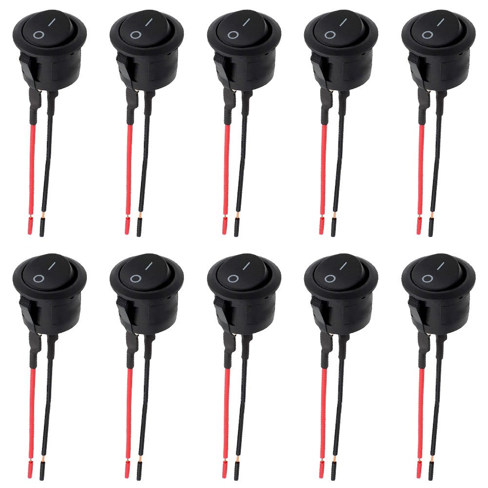 10Set Mini Round On/Off Rocker Switch Spst Push Button Switch 20Mm With ...