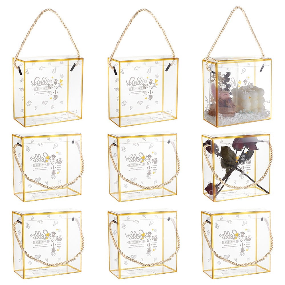 10Set Transparent PET Candy Gift Boxes Goodies Storage Case with Rope ...