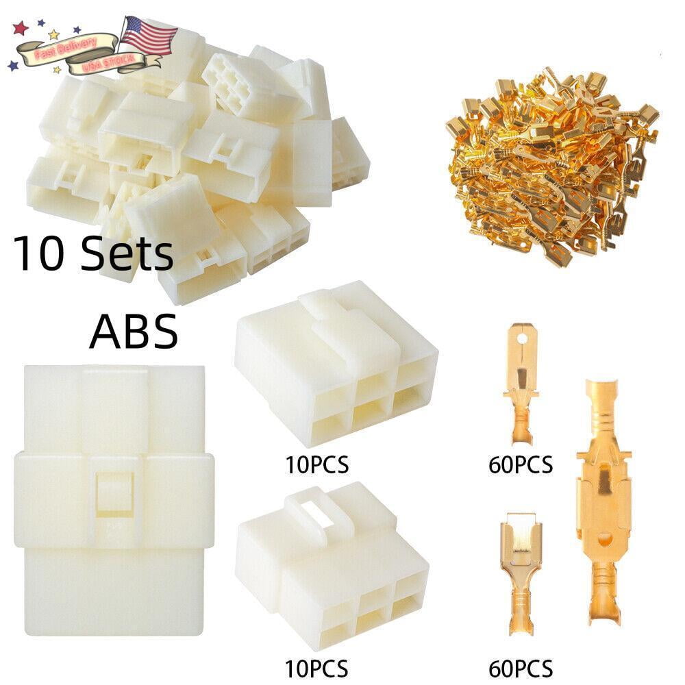 10Sets 6-Pin Motorcycle Male/Female Plug Socket Wire Connectors 6.3mm ...