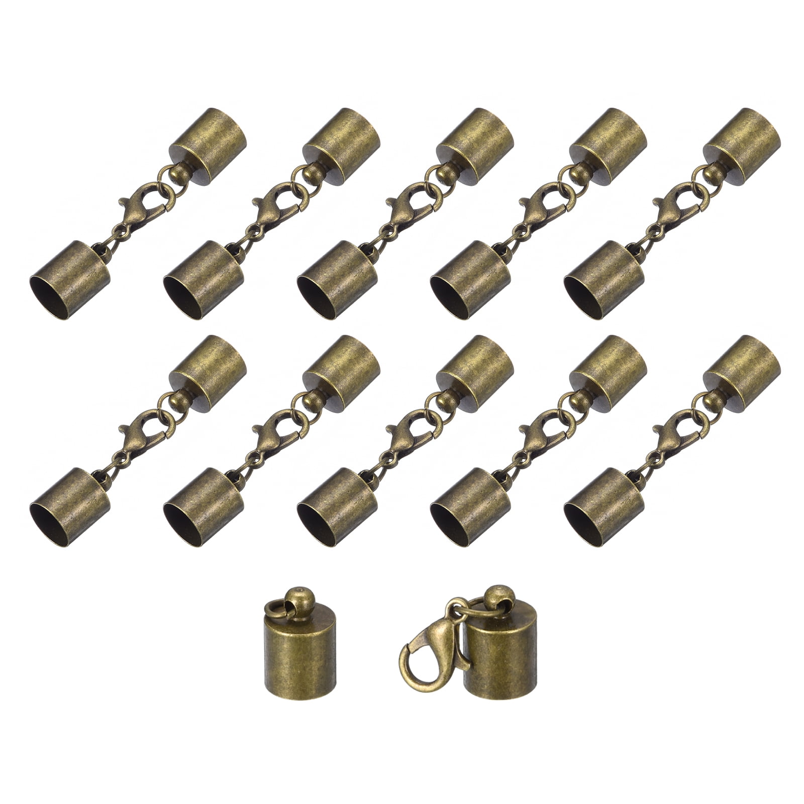 10Sets 8mm Leather Cord End Caps with Lobster Claw Clasps, Barrel ...