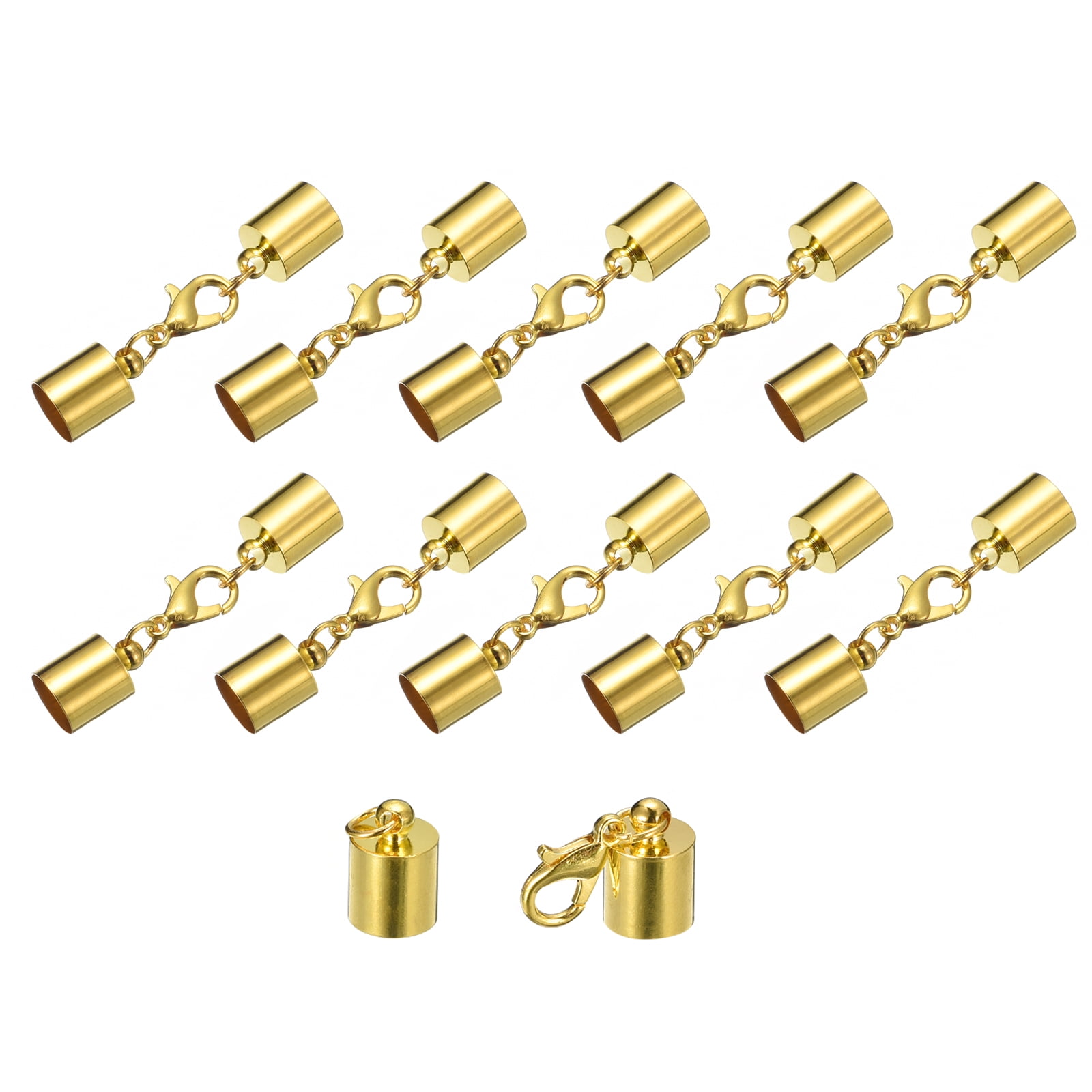10Sets 8mm Leather Cord End Caps with Lobster Claw Clasps, Barrel ...