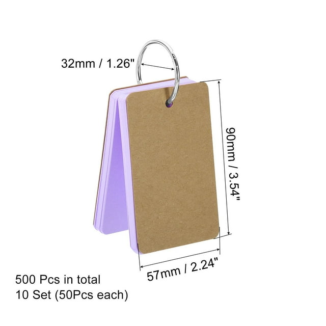 10Sets Blank Flash Card Index Cards with Binding Rings Mini Notebooks ...