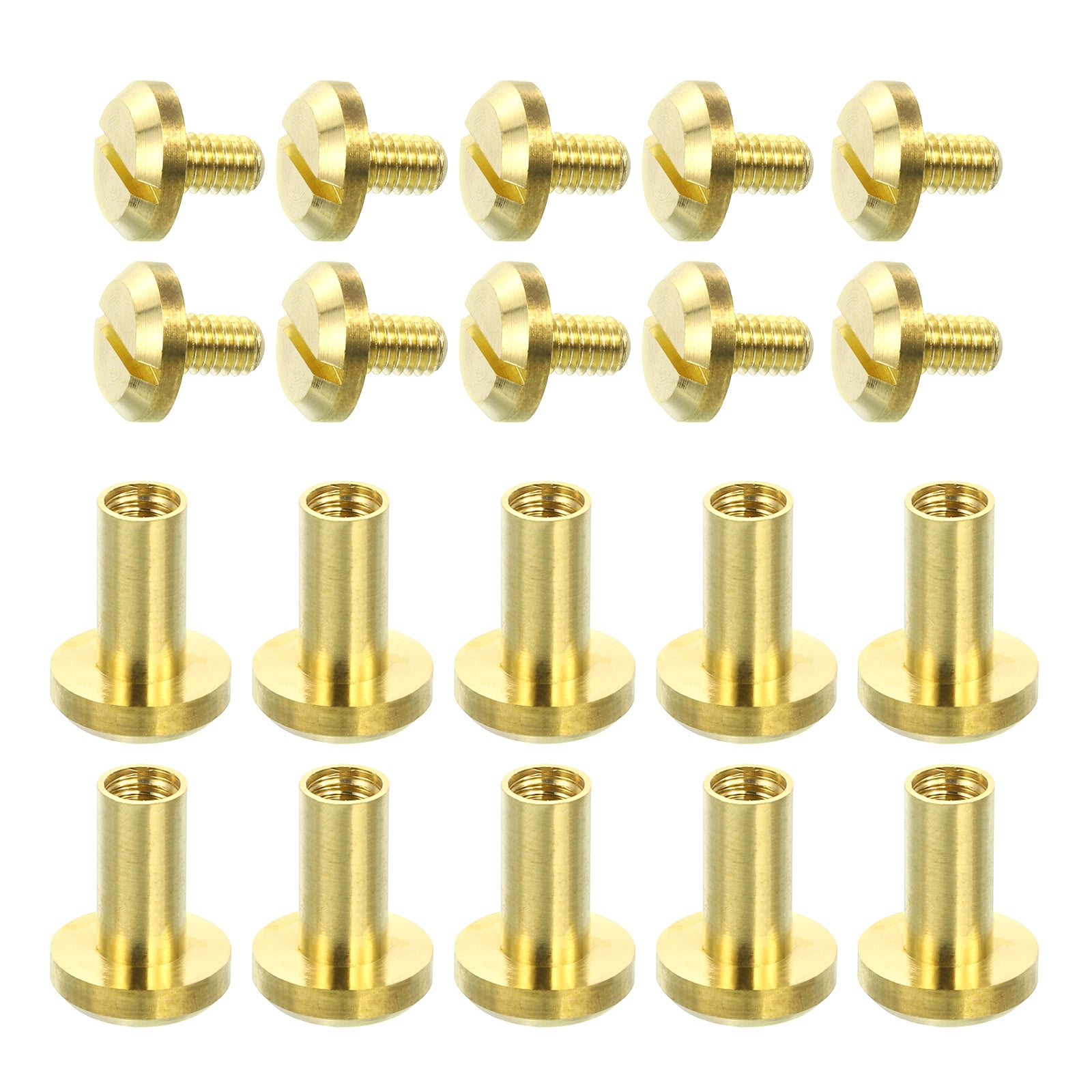 10Sets Brass Chicago Screw Fasteners 10mm Post Nail Stud Rivets for ...