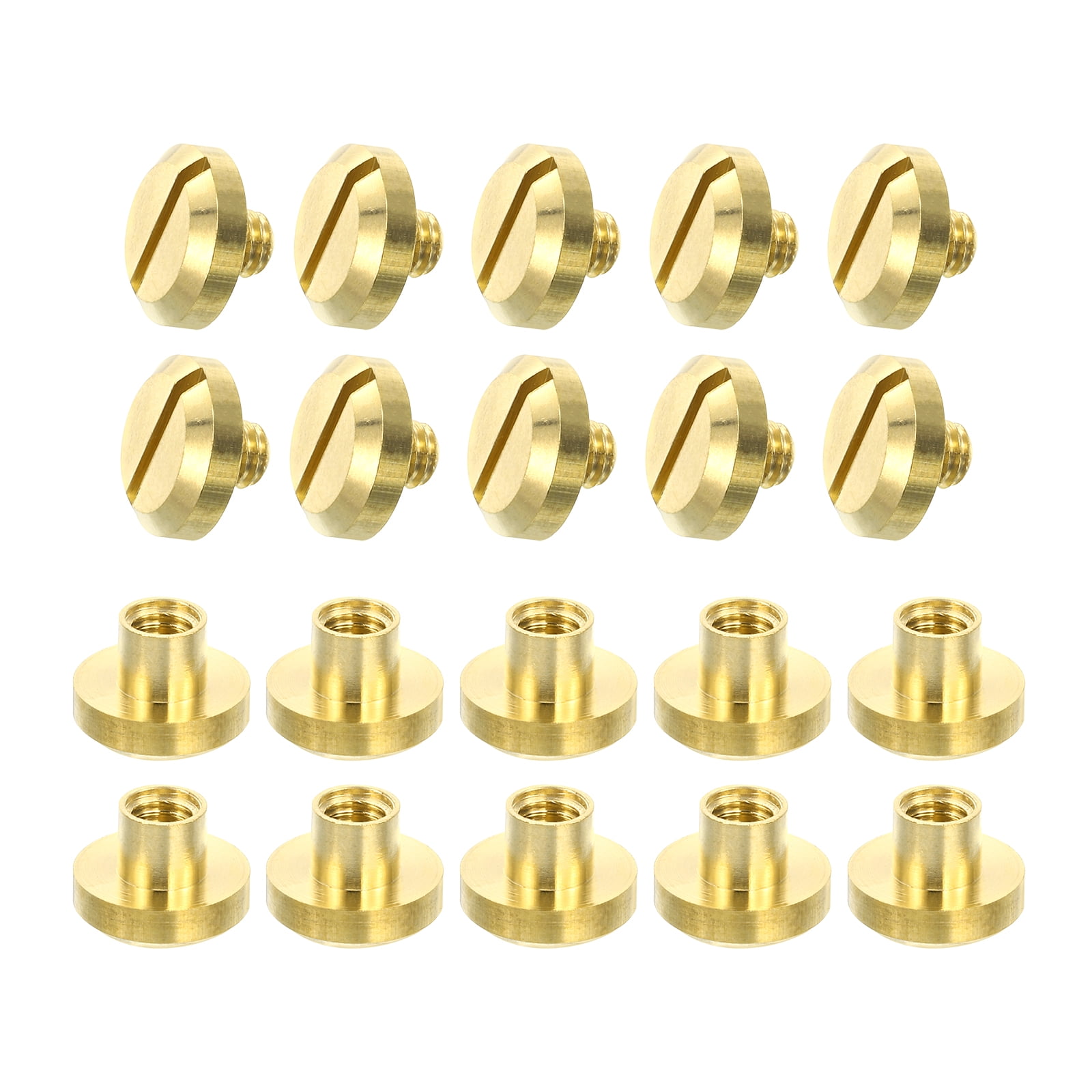 10Sets Brass Chicago Screw Fasteners 4mm Post Nail Stud Rivets for ...