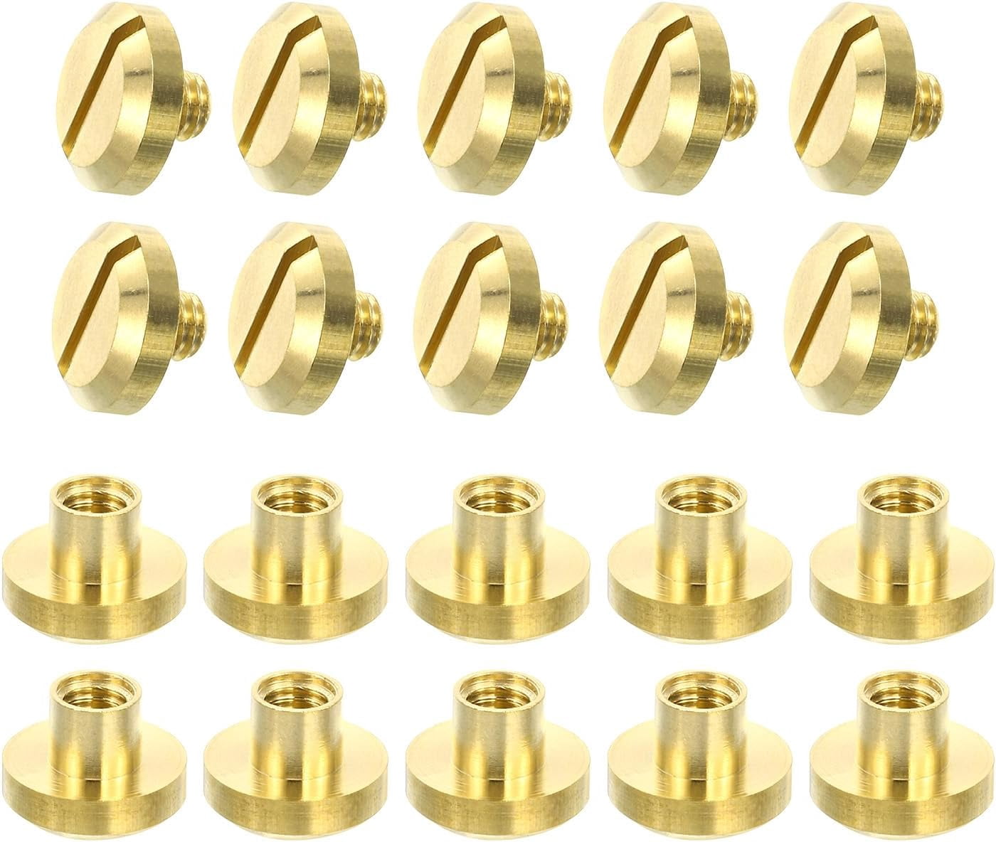 10Sets Brass Chicago Screw Fasteners, 5mm Concave Screw Back Binding ...