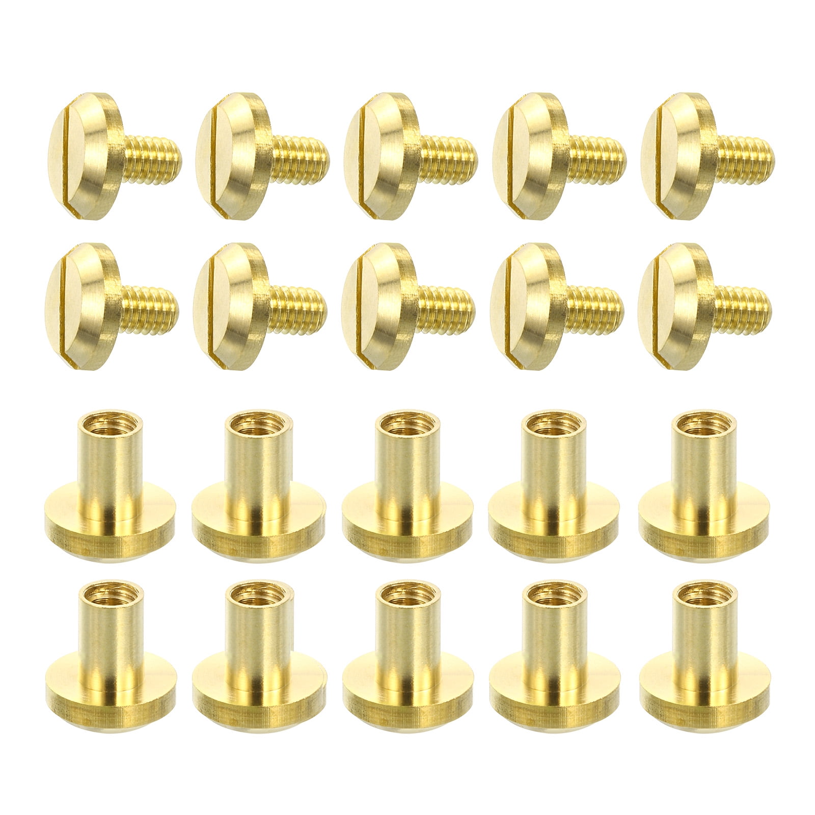 10Sets Brass Chicago Screw Fasteners 7mm Post Nail Stud Rivets for ...