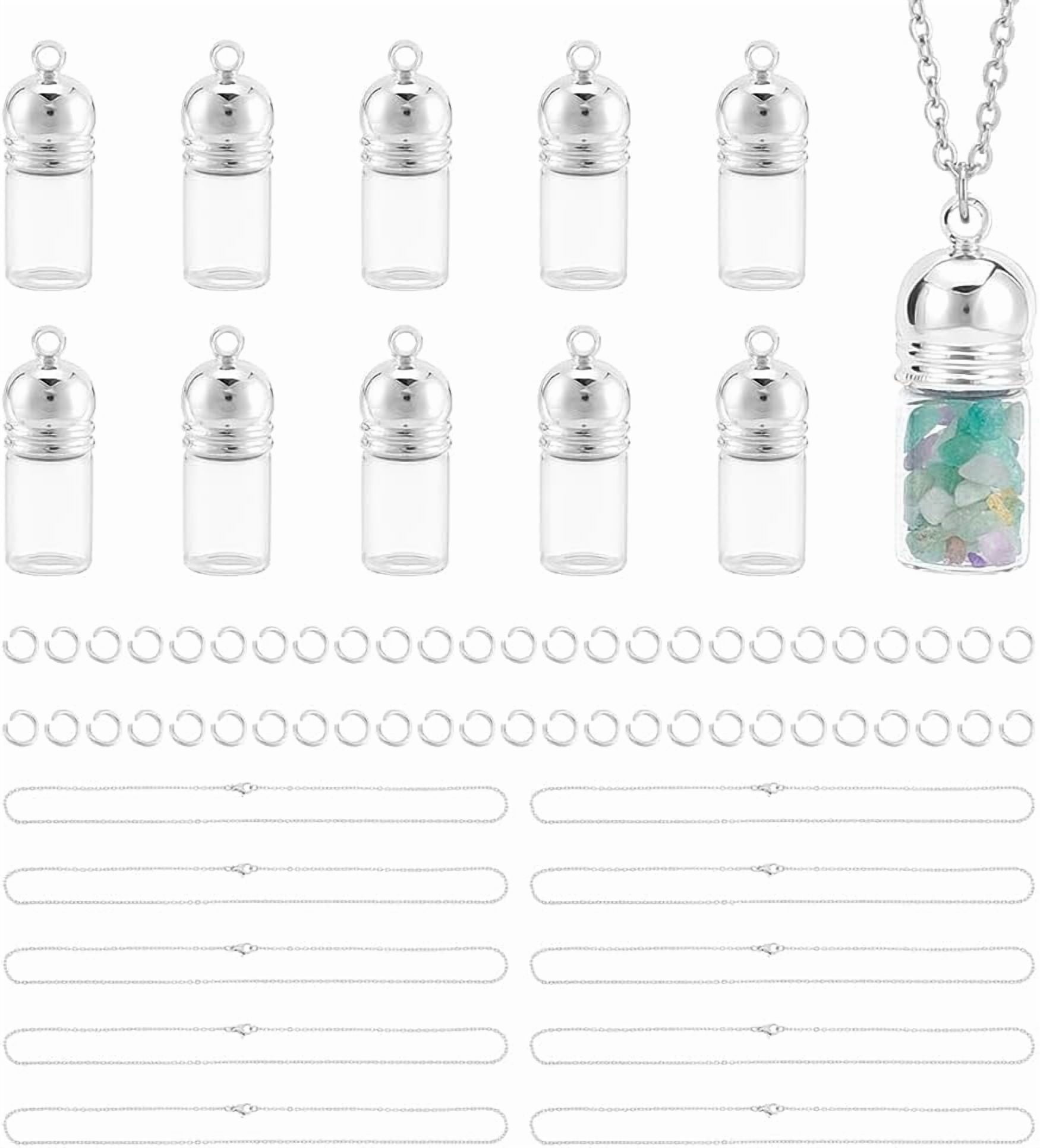 10Sets Glass Vial Necklace Making Kit Glass Vial Pendant Necklace Wish ...