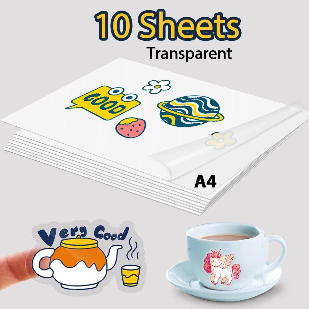 10Sheet Silver Printable Vinyl Sticker Paper A4 Printer Copy Paper ...