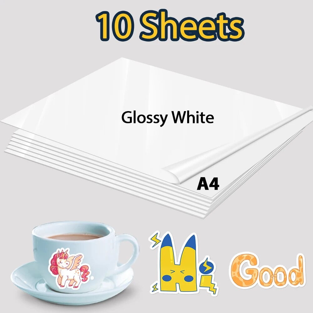 10Sheet Silver Printable Vinyl Sticker Paper A4 Printer Copy Paper ...